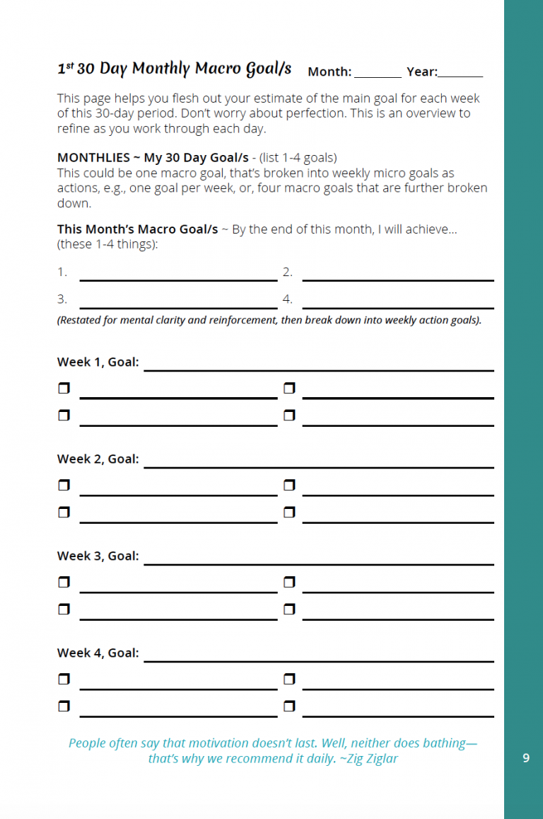 Monthly Goals: a 30 Day Action Plan - Goals, Habits & Productivity