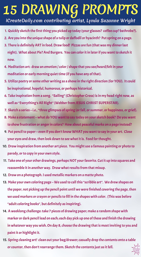 60+ Drawing Prompts to Spark Daily Creativity - iCreateDaily - Visual Arts